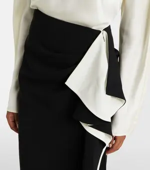 Proenza Schouler Cella Ruffled Crêpe Maxi Skirt - Black