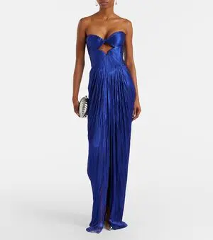 MARIA LUCIA HOHAN Stephanie Silk Tulle Bustier Gown In Galaxy - Blue