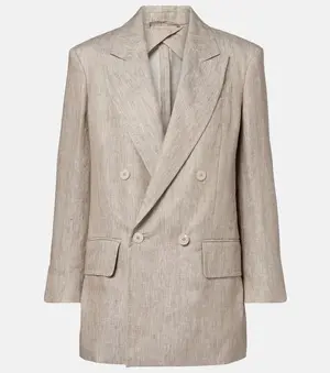 Max Mara Olympia Double-breasted Linen Blazer - Beige