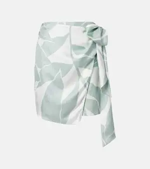 Max Mara Strano Printed Silk Twill Miniskirt White