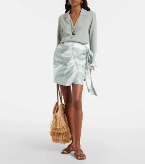 Max Mara Strano Printed Silk Twill Miniskirt - White