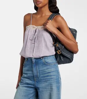 Chloé Lace-trimmed Silk Top - Grey