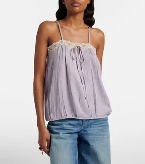 Chloé Lace-trimmed Silk Top - Grey