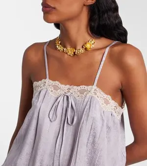 Chloé Lace-trimmed Silk Top - Grey