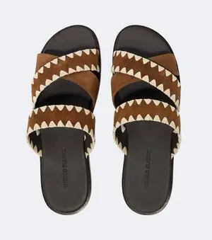 Manolo Blahnik Nello Suede Slides - Brown