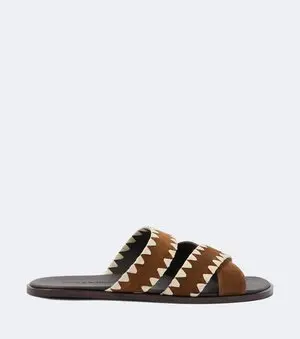 Manolo Blahnik Nello Suede Slides - Brown