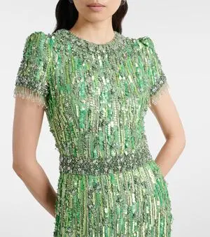 Jenny Packham Roxy Embellished Gown - Green