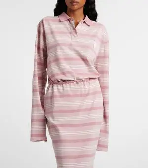 Prada Striped Cotton Piqué Polo Shirt - Pink