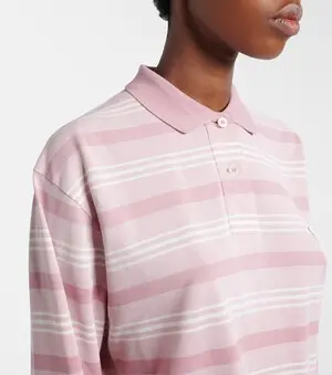 Prada Striped Cotton Piqué Polo Shirt - Pink
