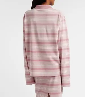 Prada Striped Cotton Piqué Polo Shirt - Pink
