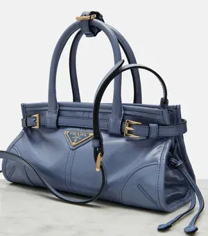 Prada Bonnie Mini Leather Top Handle Bag - Blue