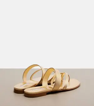 Manolo Blahnik Susa Metallic Leather Sandals - Gold