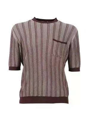 BALLANTYNE Striped Short-sleeve Polo Shirt - Brown