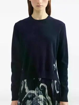 Erdem Embroidered Crew-neck Sweater - Blue