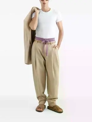 Dolce & Gabbana Hemp And Silk Trousers With Tweed Effect - Neutrals