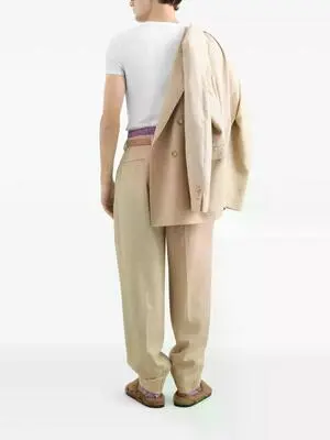 Dolce & Gabbana Hemp And Silk Trousers With Tweed Effect - Neutrals