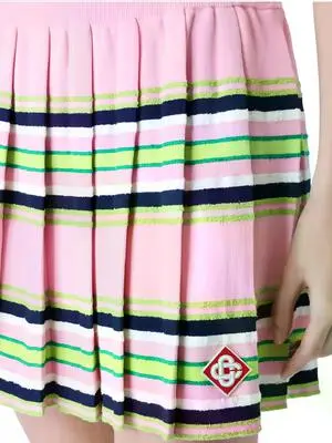Casablanca Striped Pleated Mini Skirt - Pink