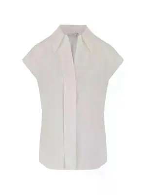 Vince Stretch Silk Blouse - Neutrals