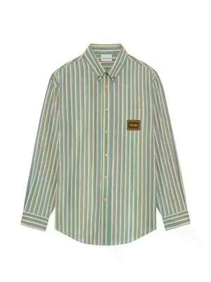 Drole De Monsieur Striped Patch Shirt - Blue