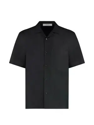 UMIT BENAN Havana Short-sleeve Pocket-detail Silk Shirt - Black
