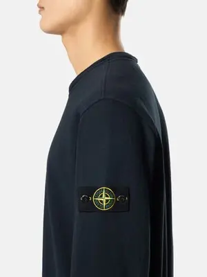 Stone Island Crew Neck Sweatshirt With Logo - Blue