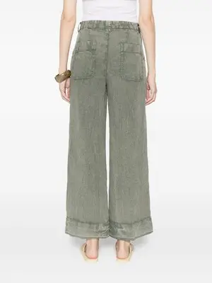 WHITE SAND Linen Wide Leg Trousers - Grey