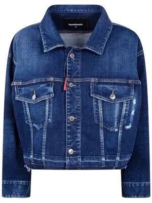 Dsquared2 Cropped Denim Jacket - Blue
