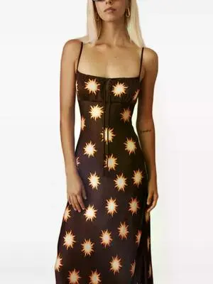 LESLIE AMON Sun Print Maxi Dress