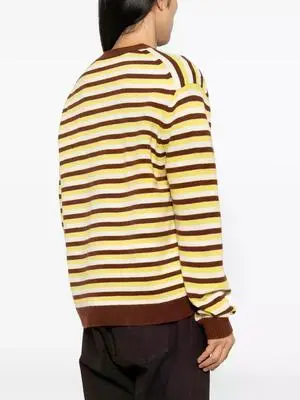 Maison Kitsuné Fox Head Intarsia Striped Cardigan