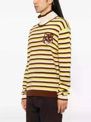 Maison Kitsuné Fox Head Intarsia Striped Jumper