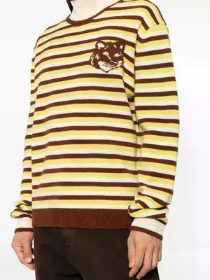 Maison Kitsuné Fox Head Intarsia Striped Jumper