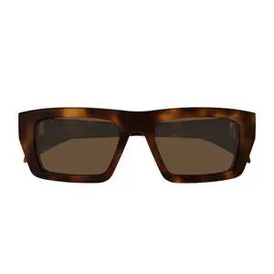 Gucci Linea Institutional Logo Rectangular Sunglasses - Havana