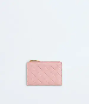 Bottega Veneta Intrecciato Zipped Card Case - Blush