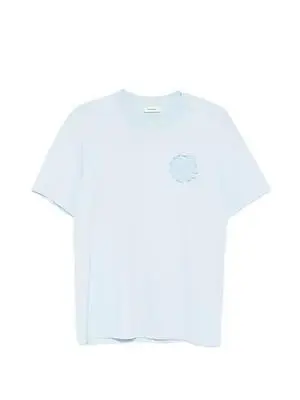 Sandro Cotton Crochet Flower T-shirt - Blue