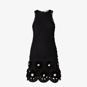 Fendi Macramé Knit Halterneck Mini Dress