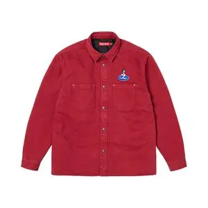 Supreme Quilted Lined Denim Snap Shirt - Red
