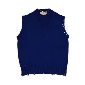 Marni V Neck Distressed Vest - Blue