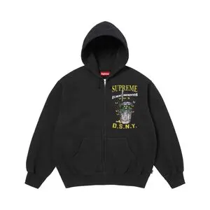 Supreme Zip Up Hooded Sweatshirt - Black