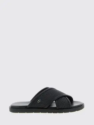 FERRAGAMO Braided Leather Slide Sandals - Black