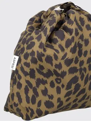 Aspesi Drawstring Tote Bag With Leopard Print