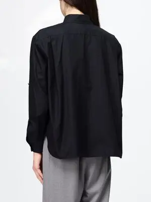 Max Mara Cotton Shirt With Dropped Shoulders And Patch Pockets - Black