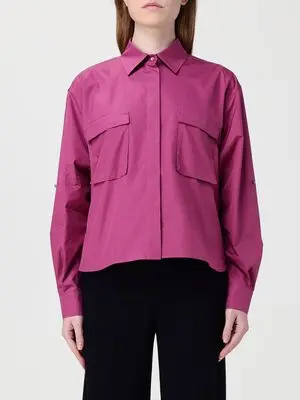 Max Mara Max Mara Cotton Shirt With Dropped Shoulders And Patch Pockets Fuchsia