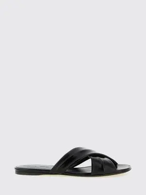 Khaite Liria Leather Slide Sandals - Black