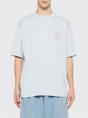 Drole De Monsieur Cotton Casual T-shirt With Slogan - Blue