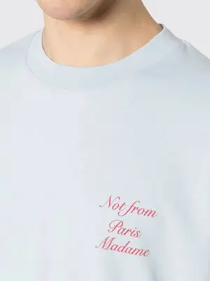 Drole De Monsieur Cotton Casual T-shirt With Slogan - Blue