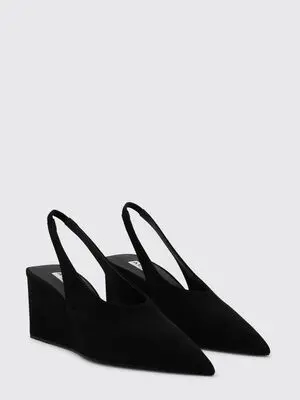 Alaïa Cube" Suede Wedge Slingbacks - Black