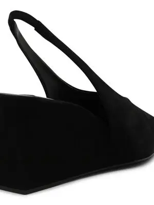Alaïa Cube" Suede Wedge Slingbacks - Black