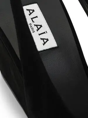 Alaïa Cube" Suede Wedge Slingbacks - Black