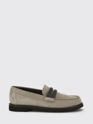Brunello Cucinelli Suede Loafer With Embellished Strap - Ice