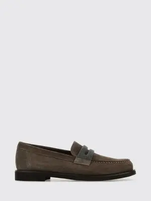 Brunello Cucinelli Suede Loafers With Embellished Strap